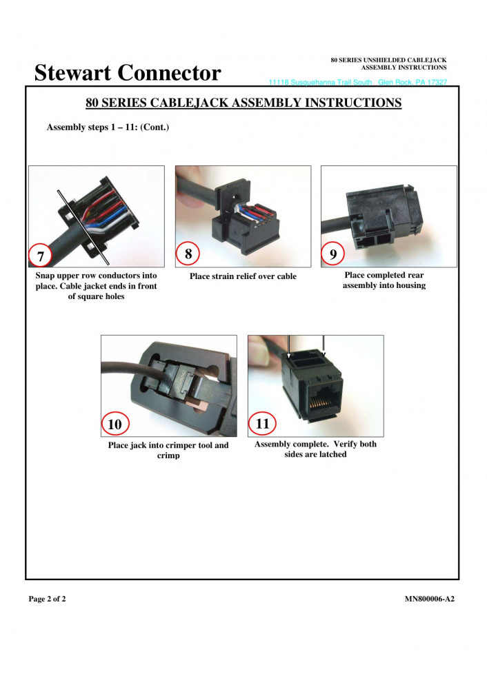 Bel Fuse 80 Series CableJack assembly instructions page 2