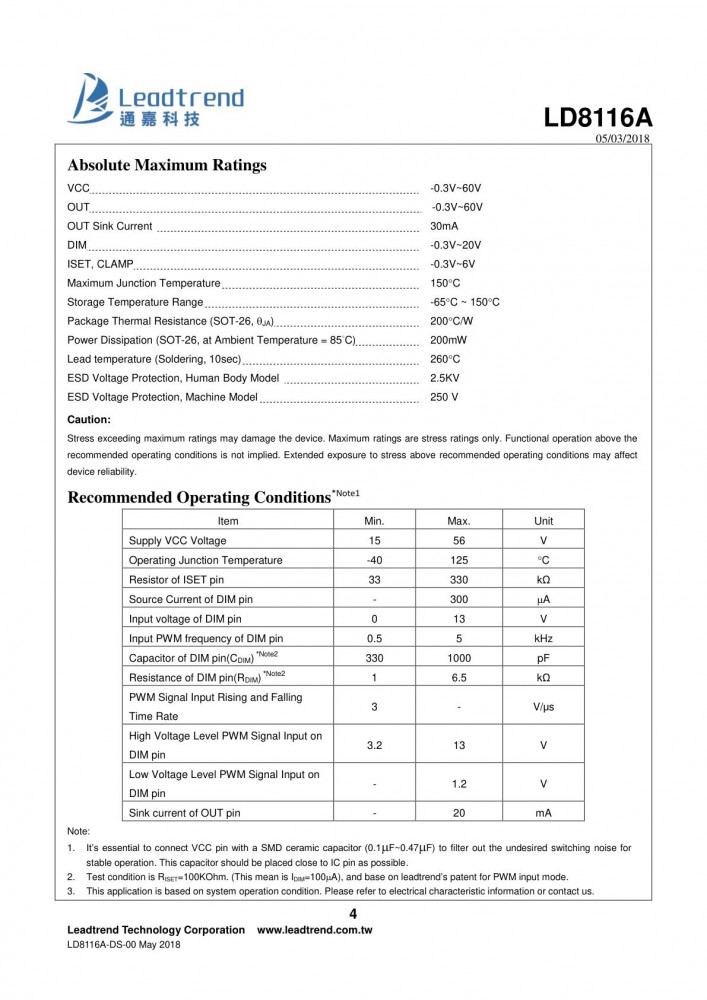LD8116A datasheet page 4