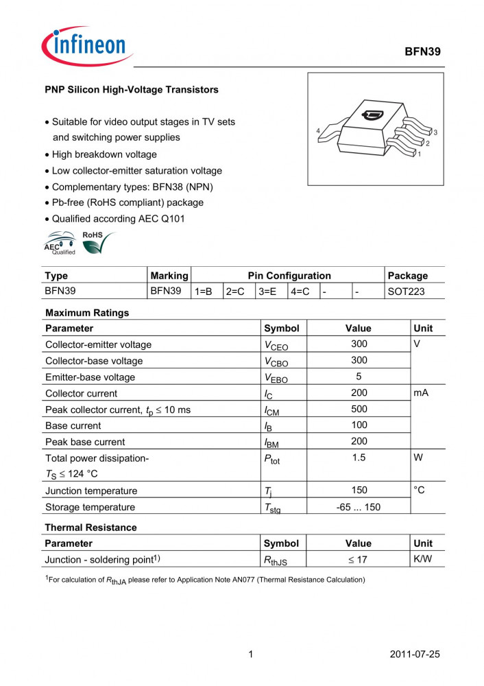 BFN39 technical document page 1