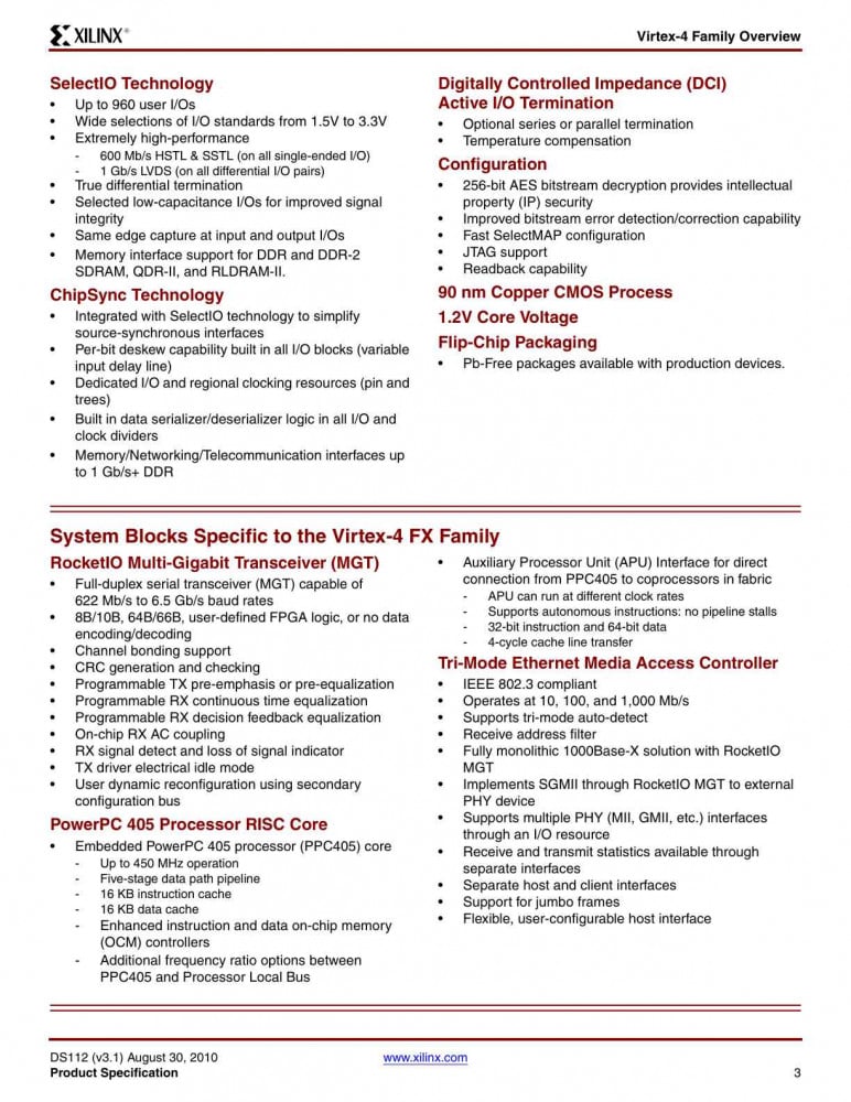 Virtex-4 documentation page 3