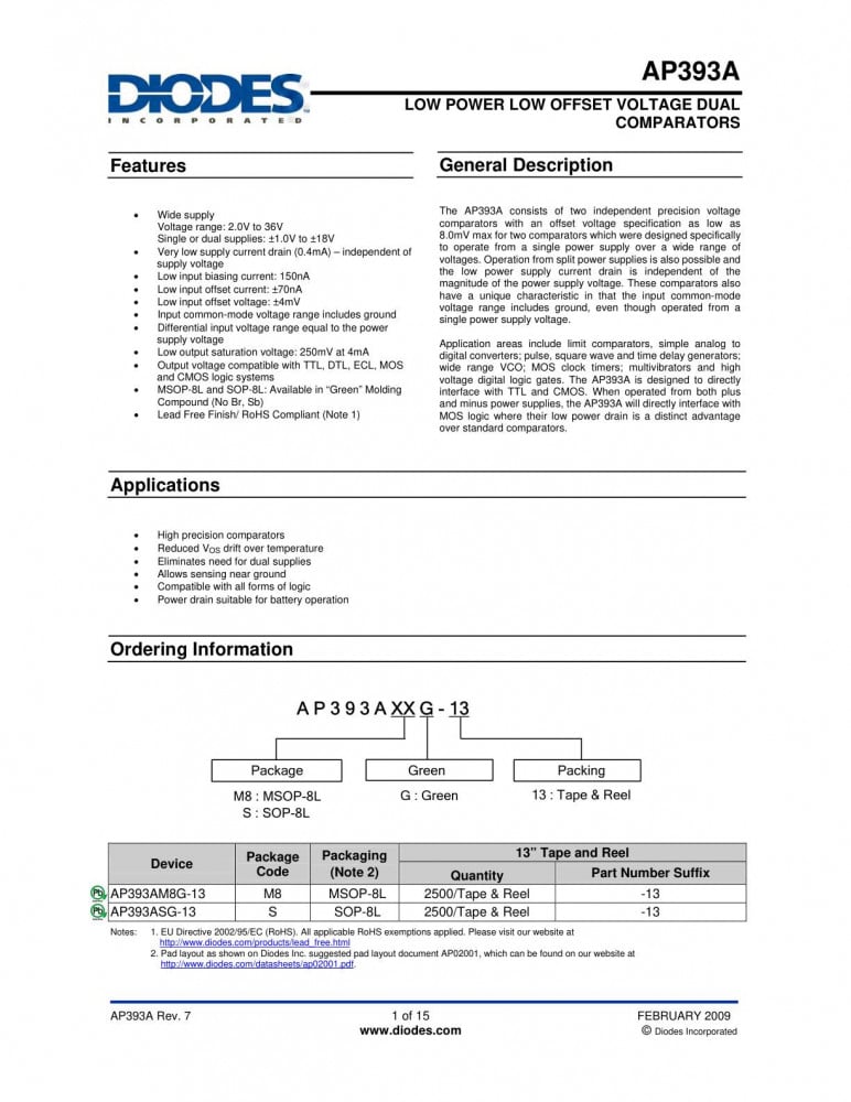 AP393A datasheet page 1