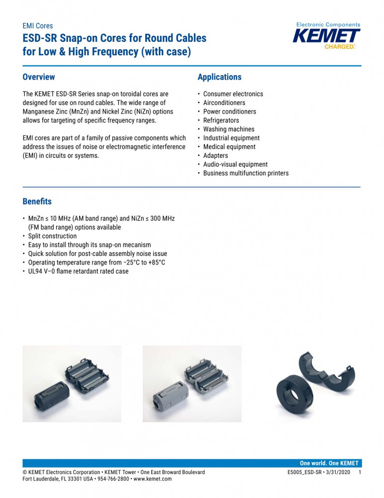 KEMET ESD-SR datasheet page 1