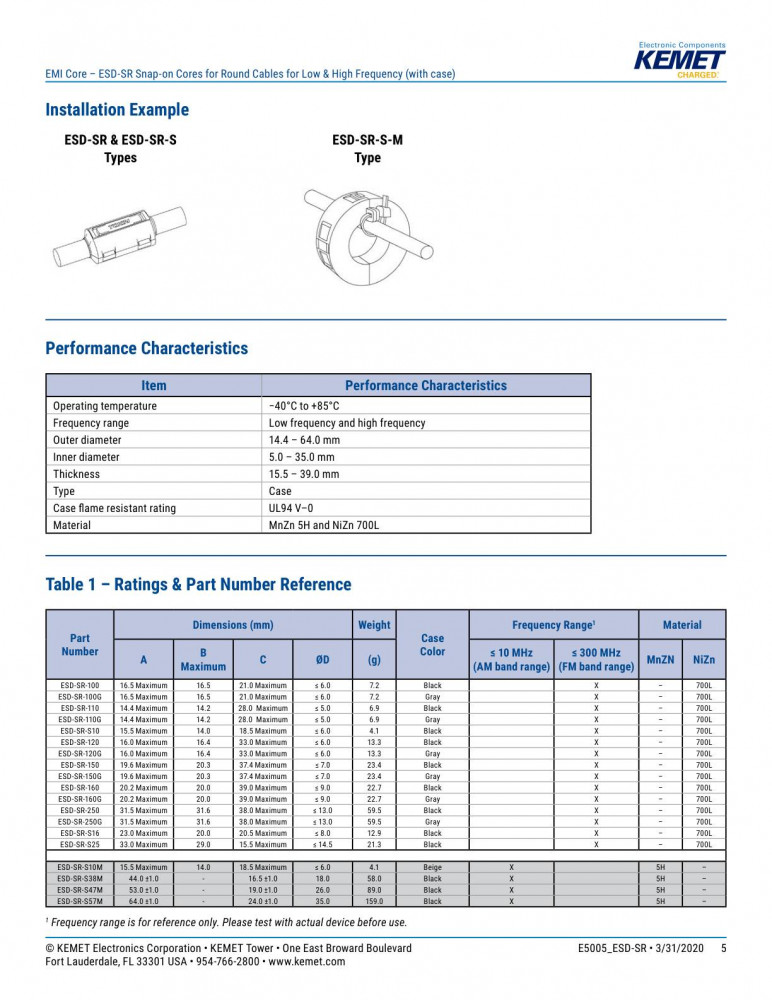 KEMET ESD-SR datasheet page 5