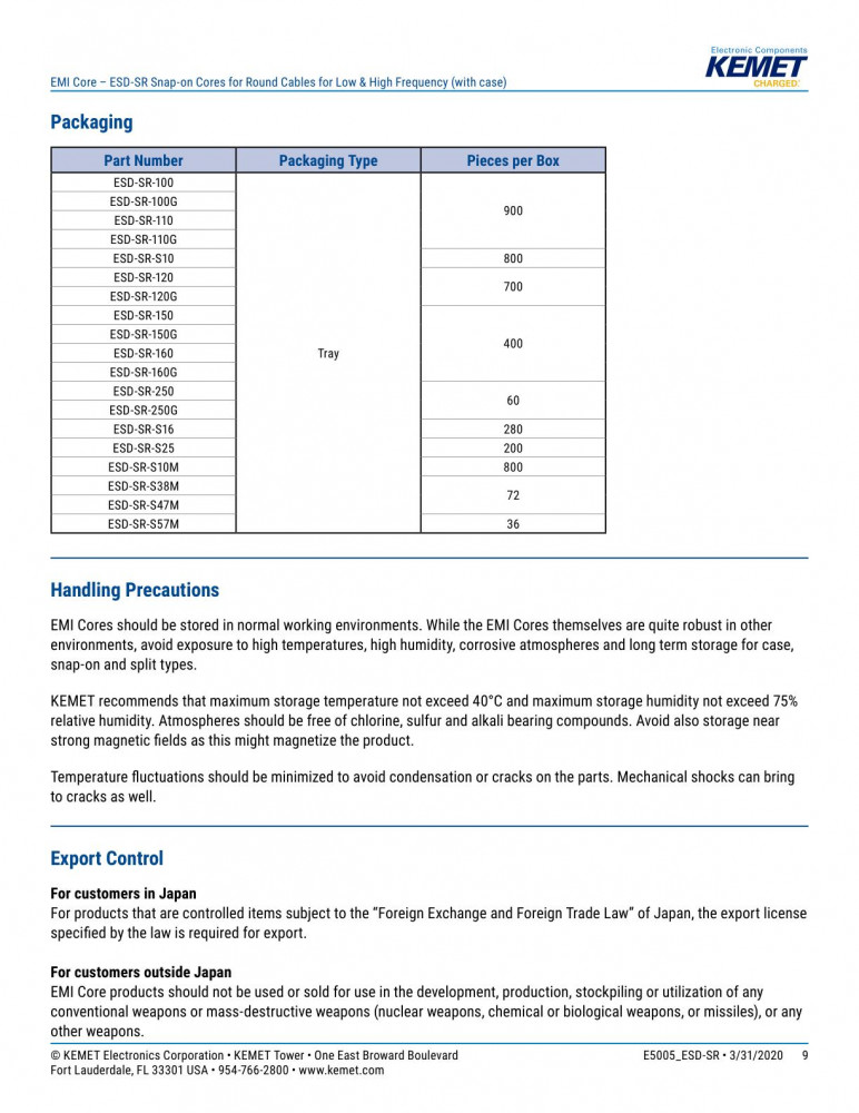KEMET ESD-SR datasheet page 9
