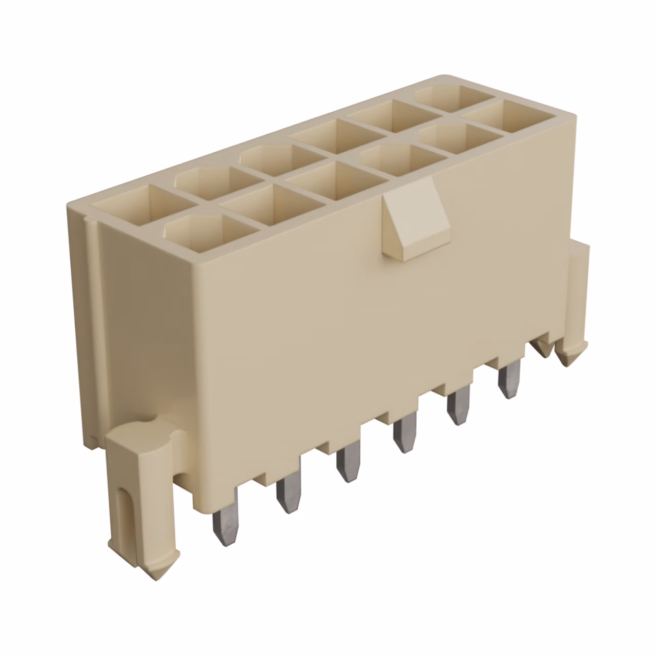 Mini-Fit HCS Header, 4.20mm Pitch, Dual Row, Vertical, with Snap-in Plastic Peg PCB Lock, 12 Circuits, Nylon 6/6 94V-0, Matte Tin (Sn) Plating, without Drain Holes for sale