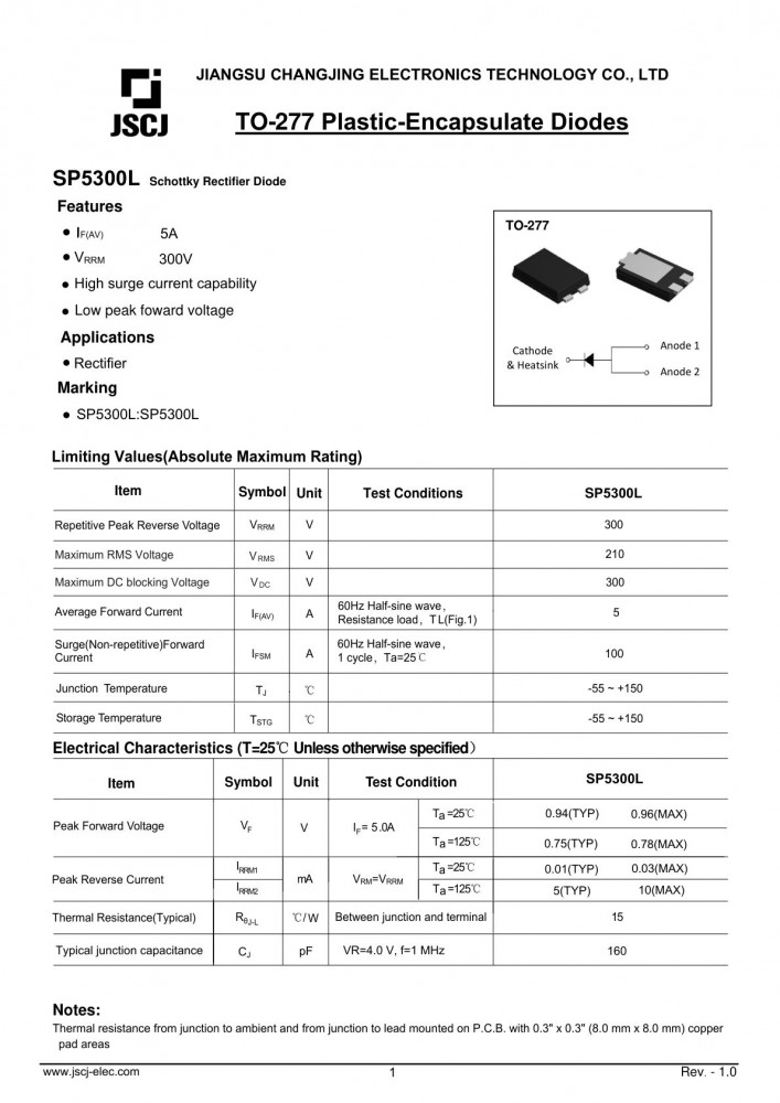 SP5300L datasheet page 1