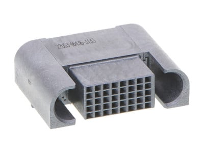 EXTreme Ten60Power Right-Angle Receptacle with Side Guides, 15 Signal Circuits, Press Fit Tail