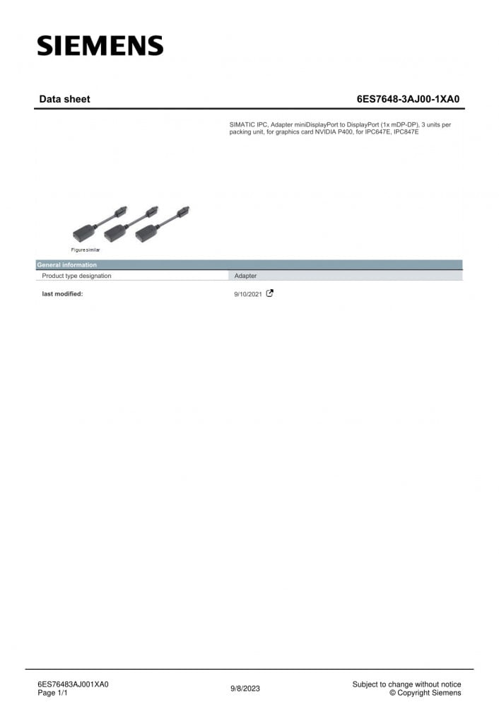 SIEMENS 6ES76483AJ001XA0 data sheet