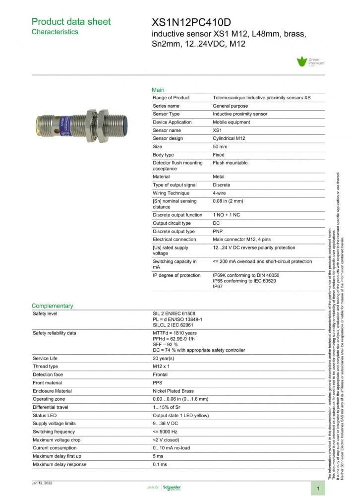 XS1N12PC410D technical document page 1