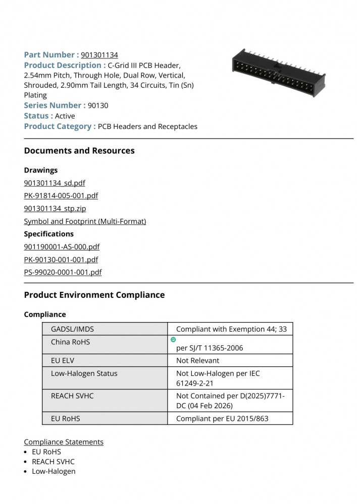 MOLEX 901301134 technical document image 1