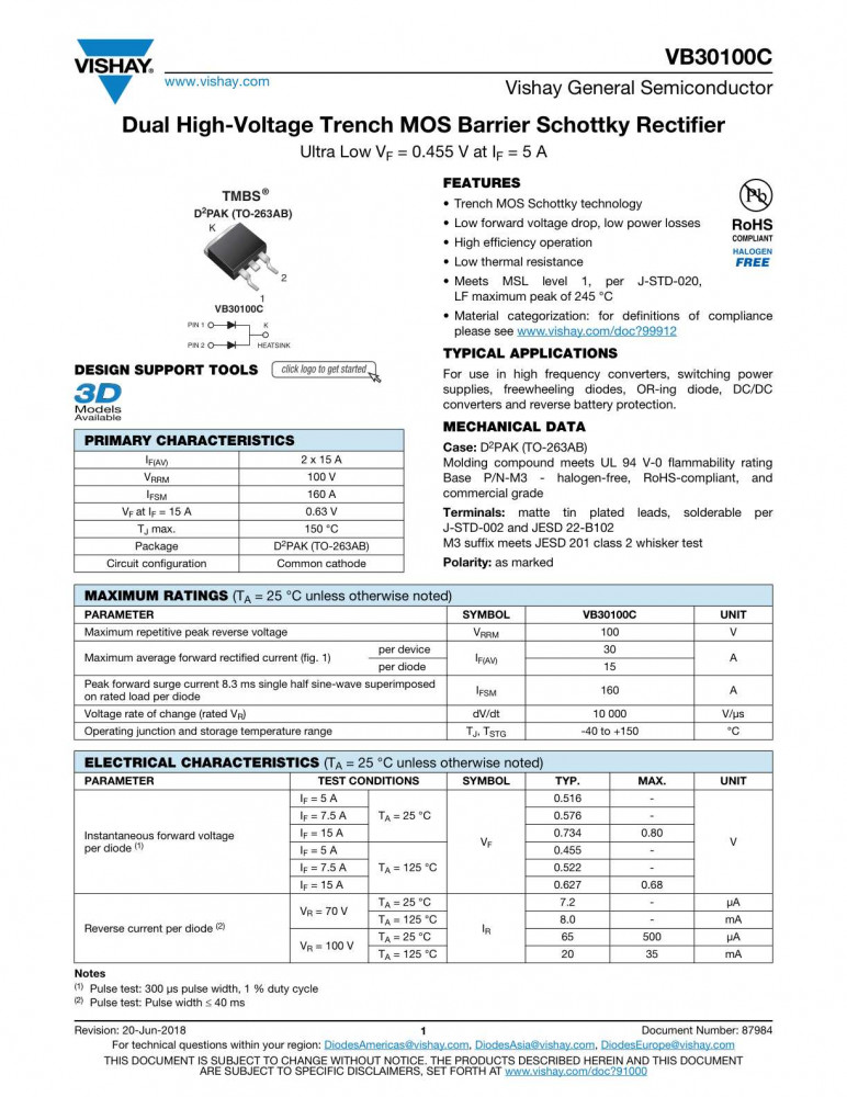 VB30100C-M3 datasheet page 1
