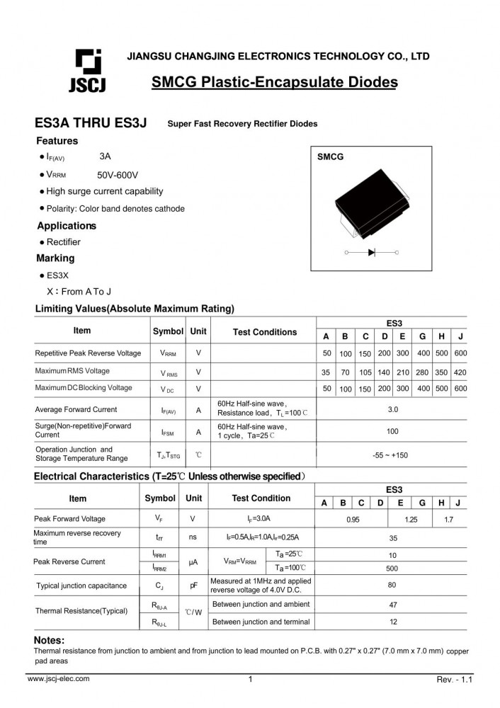 JSCJ ES3C datasheet page 1