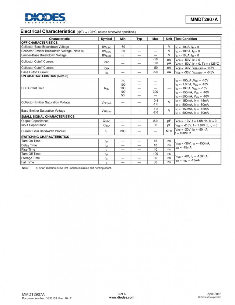 MMDT2907A-7-F datasheet page 3