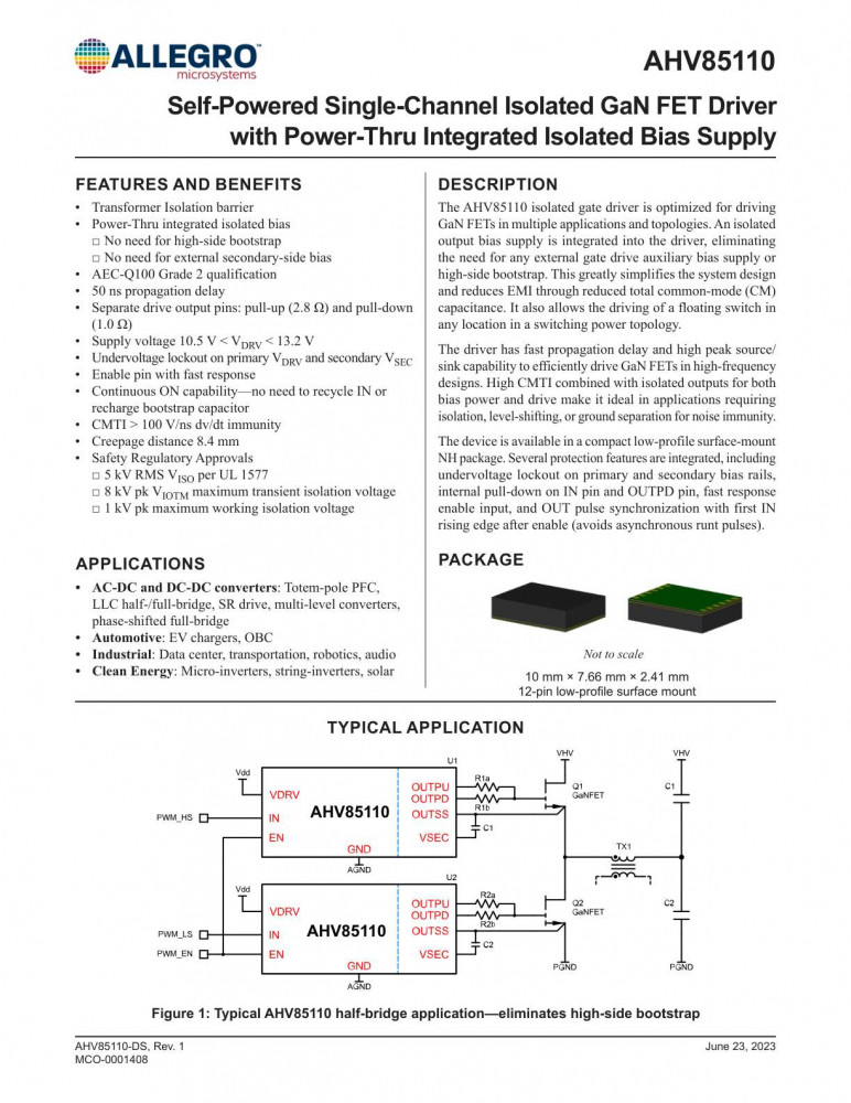 AHV85110 datasheet page 1