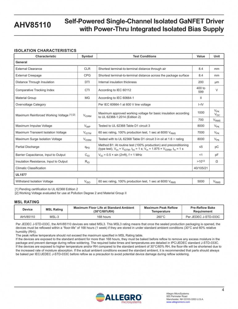 AHV85110 datasheet page 4