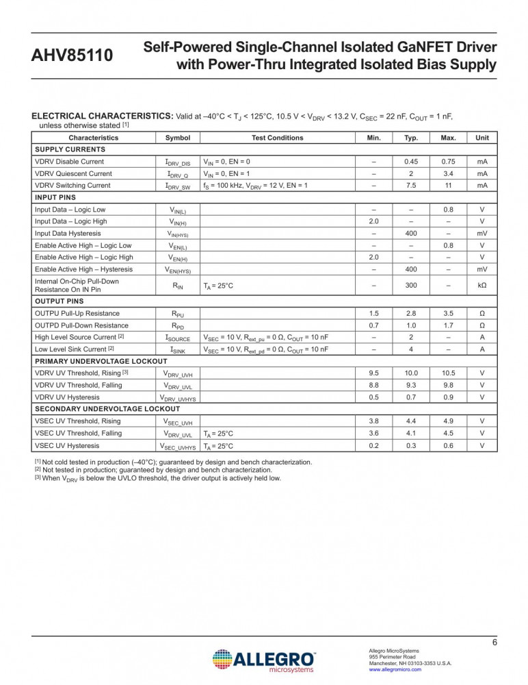 AHV85110 datasheet page 6