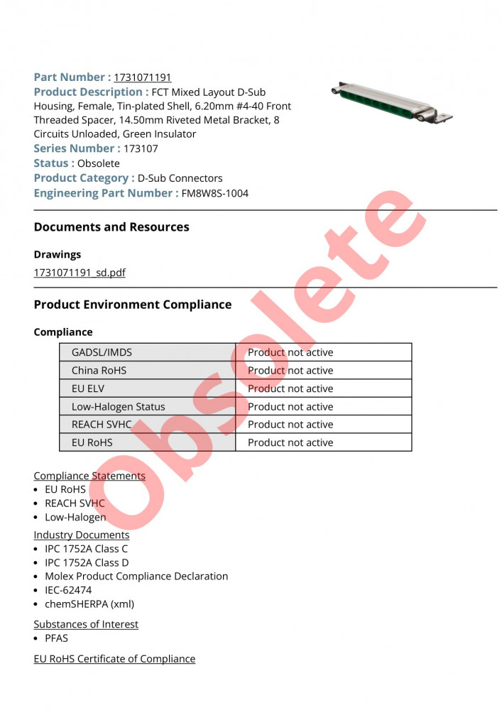 MOLEX 1731071191 drawing page 1
