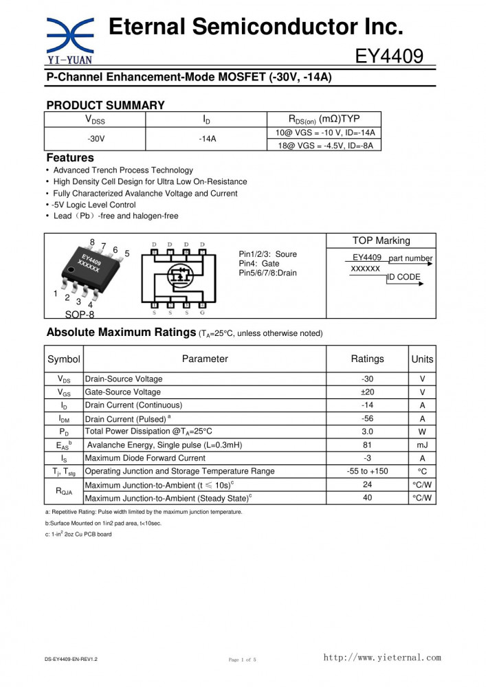 EY4409 datasheet page 1