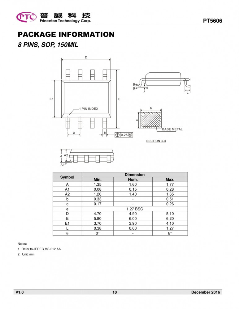PT5606 datasheet page 10