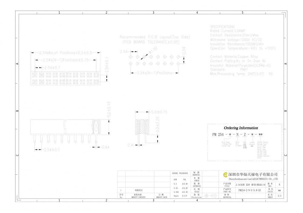HCTL PM254 connector drawing preview