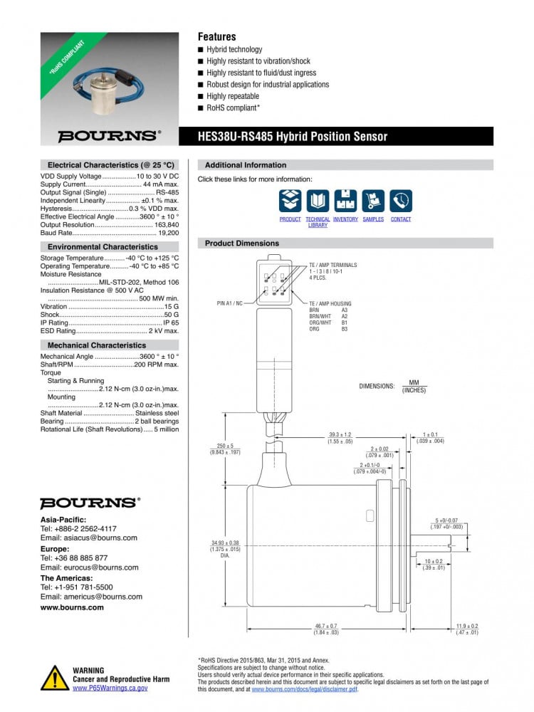 HES38U-RS485-SC2F datasheet page 1
