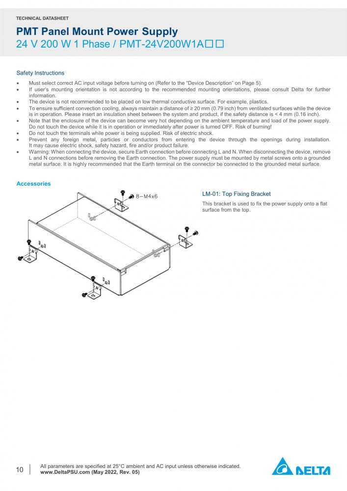 DELTA PMT-24V200W1AN datasheet page 10
