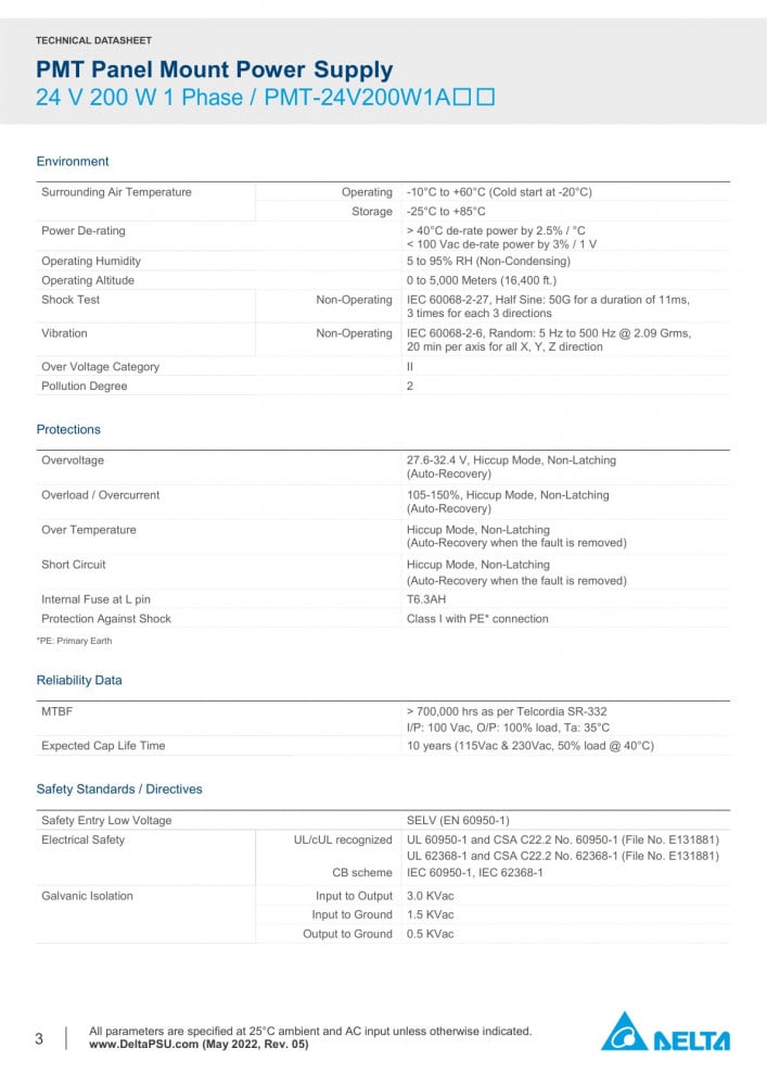 DELTA PMT-24V200W1AN datasheet page 3