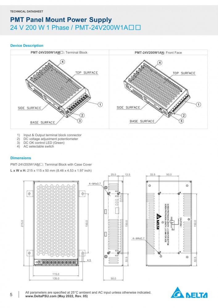DELTA PMT-24V200W1AN datasheet page 5