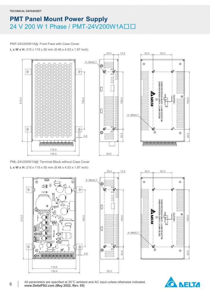 DELTA PMT-24V200W1AN datasheet page 6