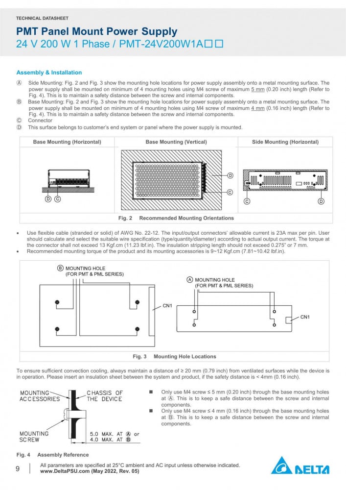 DELTA PMT-24V200W1AN datasheet page 9