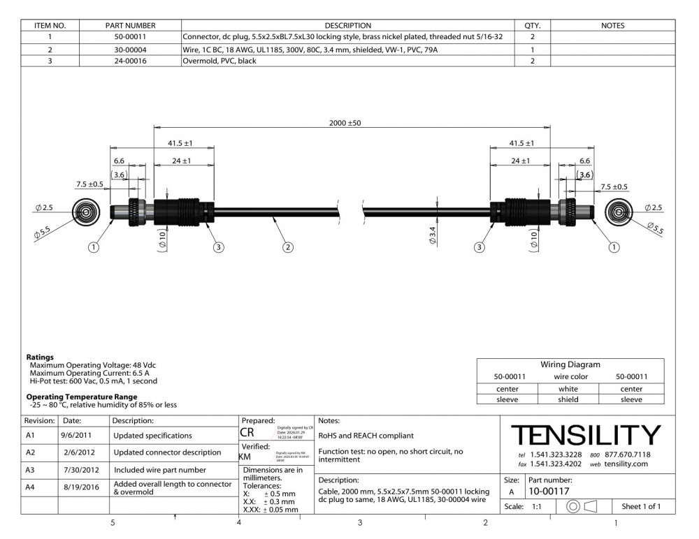 Tensility International 10-00117 product drawing and specifications