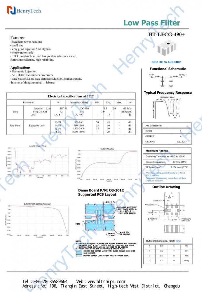 HT-LFCG-490+ technical document page