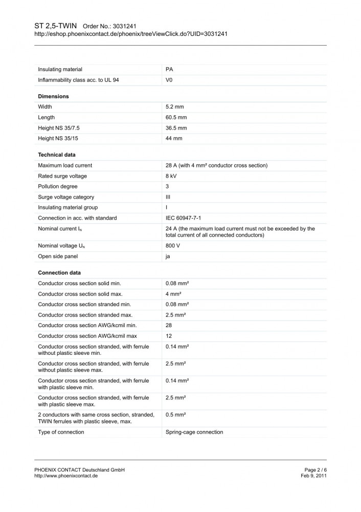 Phoenix Contact 3031241 technical document page 2