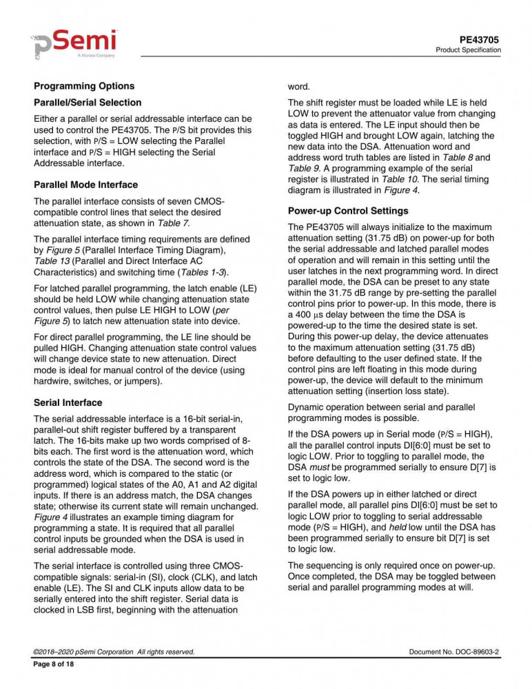 PE43705B-Z datasheet page 8