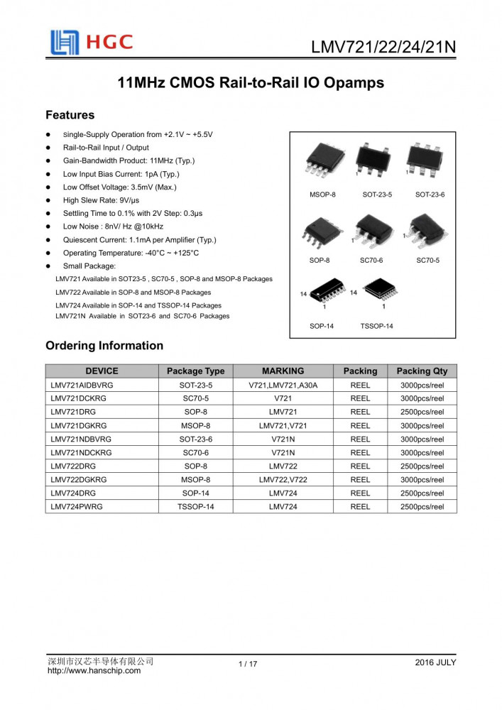 LMV721 datasheet page 1