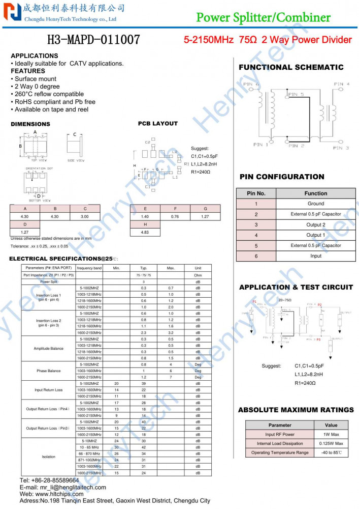 H3-MAPD-011007 technical documentation page 1