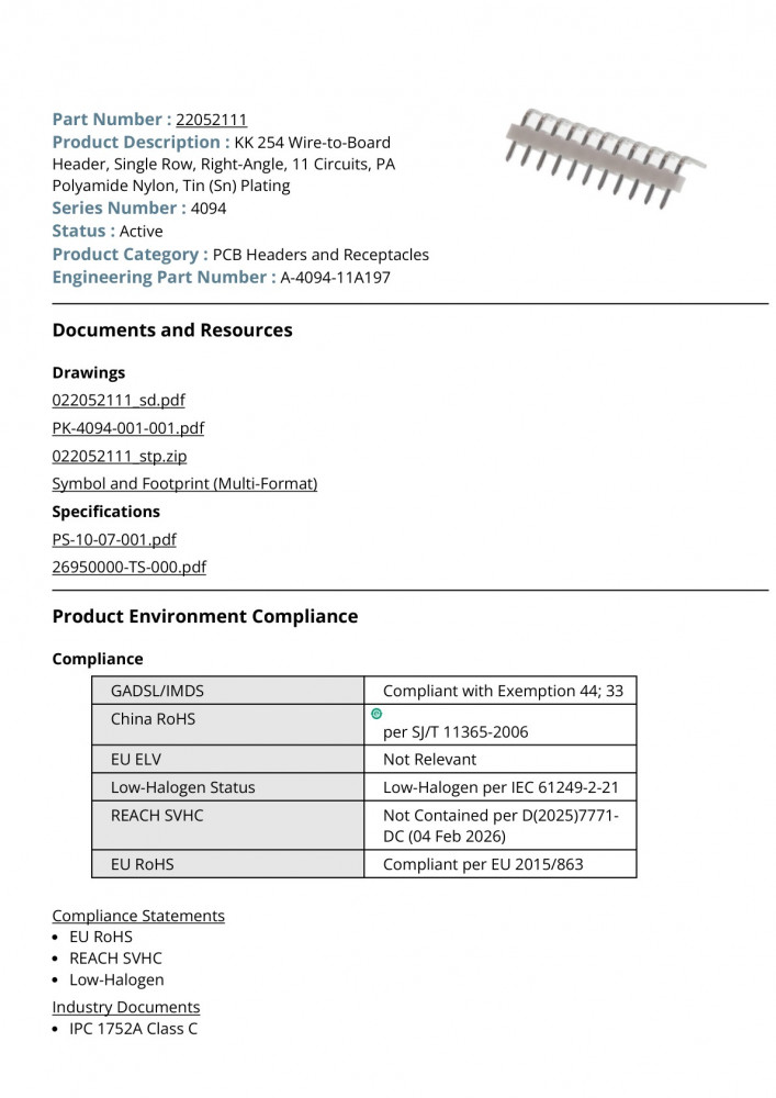 MOLEX 22052111 technical document image 1