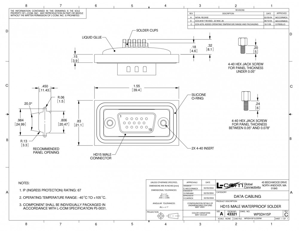 L-com WPSDH15P technical document preview