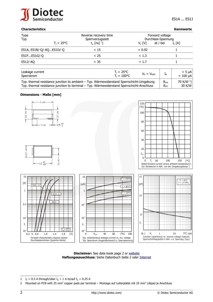 DIOTEC ES1J datasheet page 2