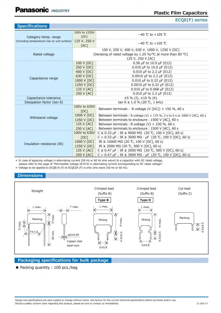 Panasonic ECQE(F) series document page 2