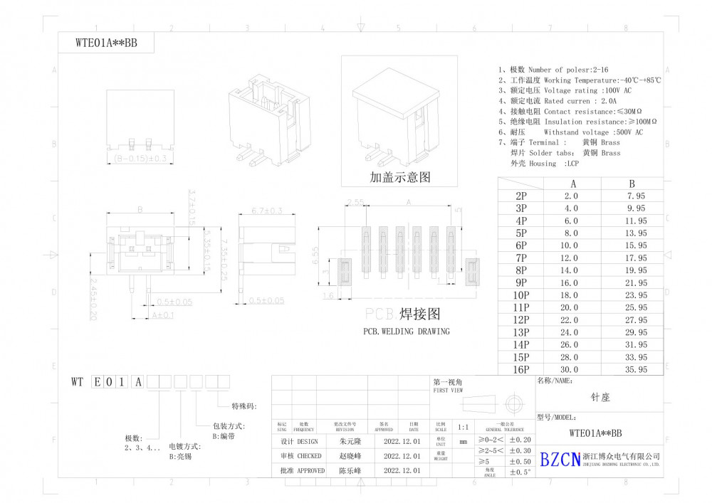 WTE01A06BB specification page 2
