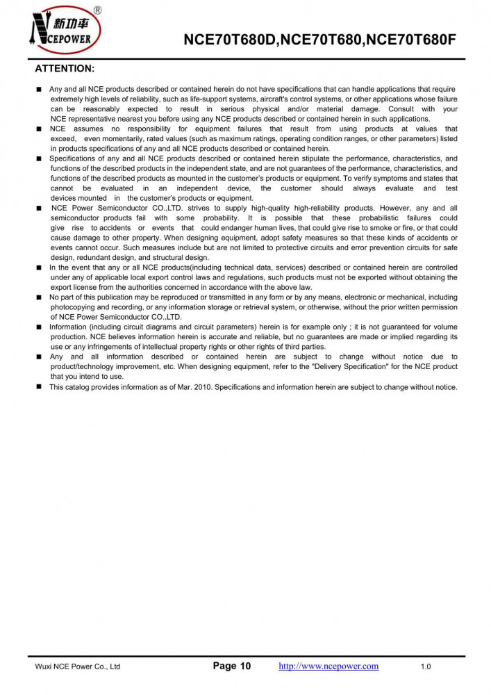 NCE70T680F datasheet page 10