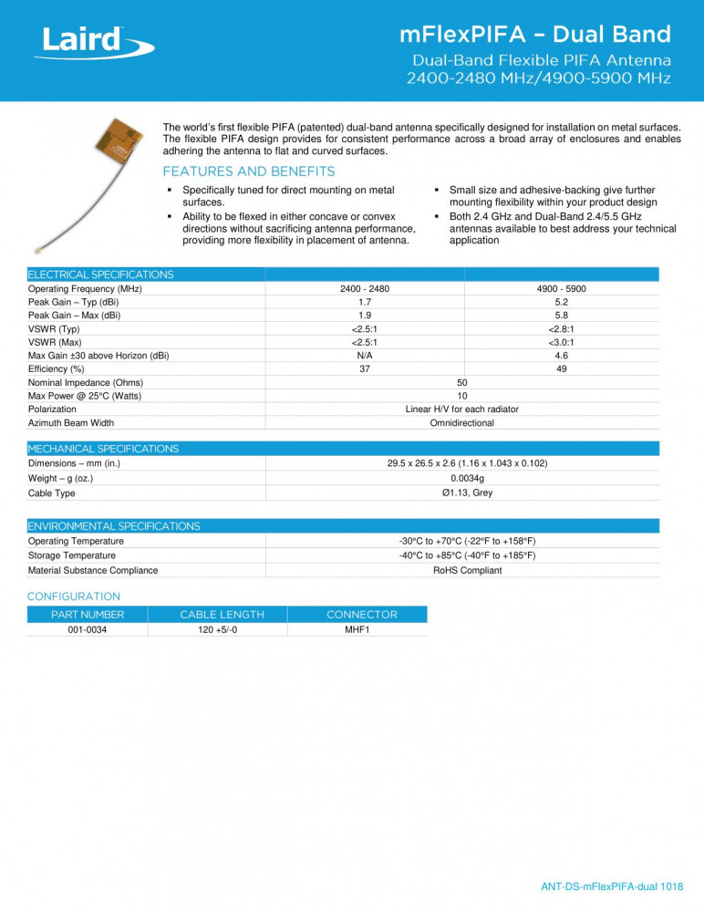 Laird 001-0034 technical document page 1