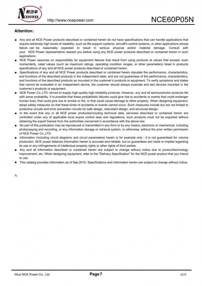 NCE60P05N datasheet page 7