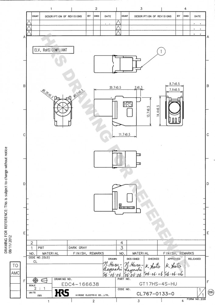 HRS GT17HS-4S-HU reference drawing