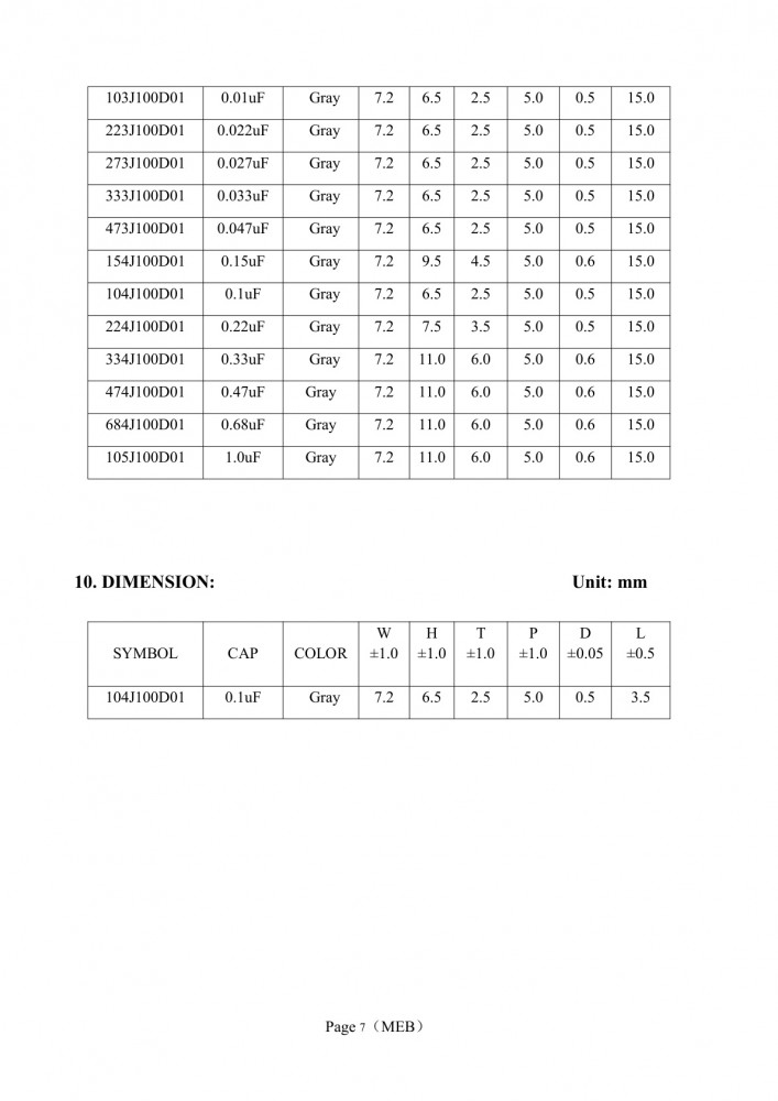 Jimson MEB specification page 8
