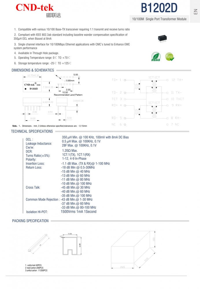 CND-tek B1202D datasheet page