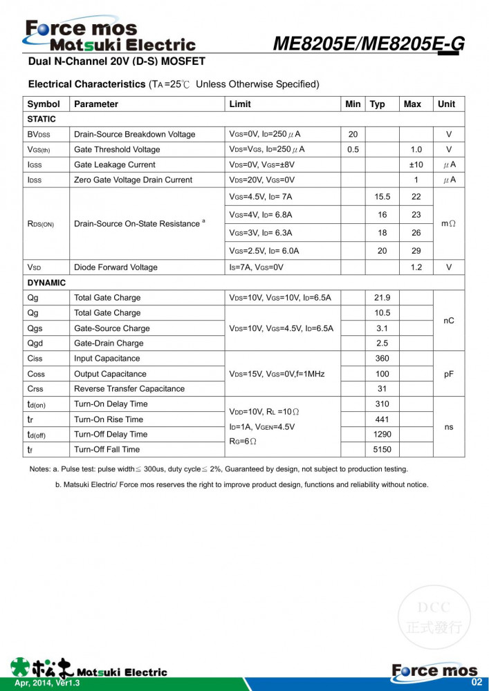 ME8205E-G datasheet page 2