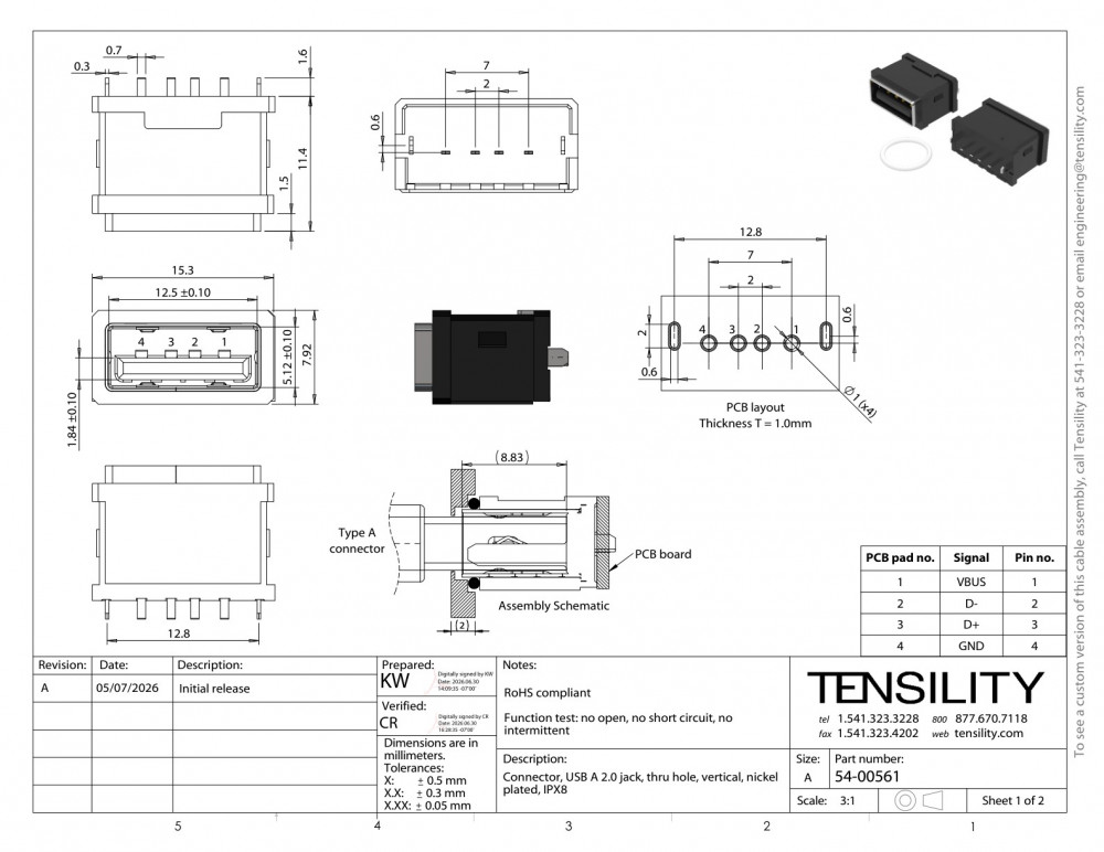 Tensility 54-00561 technical drawing, sheet 1 of 2