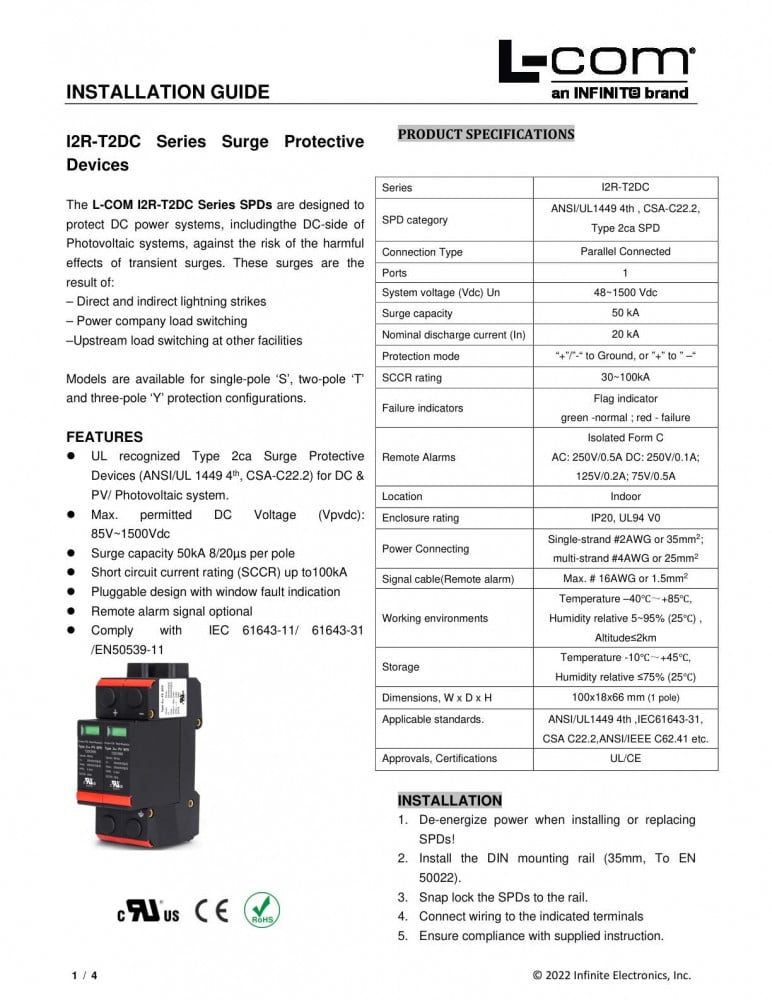 I2R-T2DC series technical document page 1